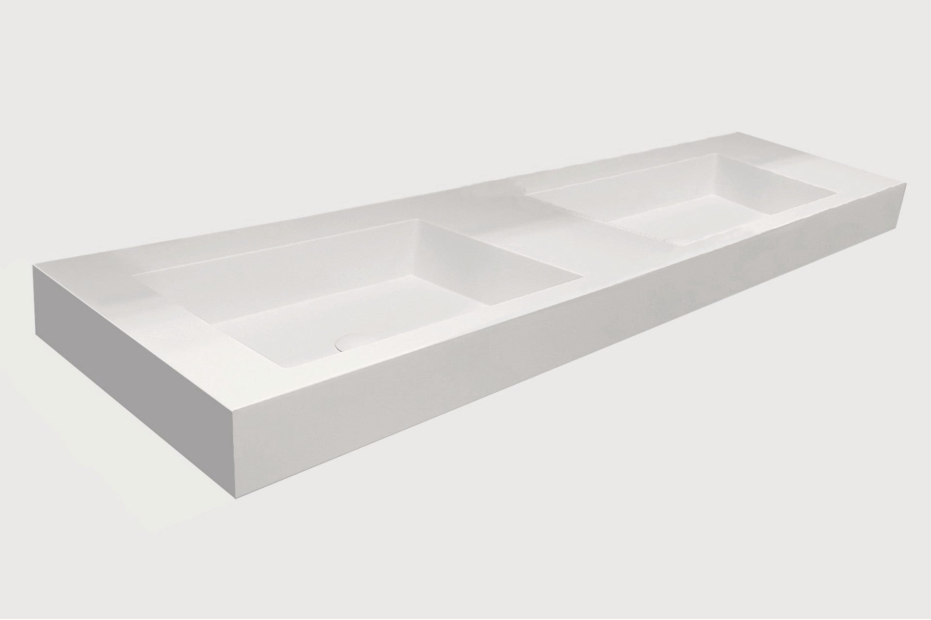 Solid surface dubbele wastafel Stretto mat wit - 140 cm – Mastello