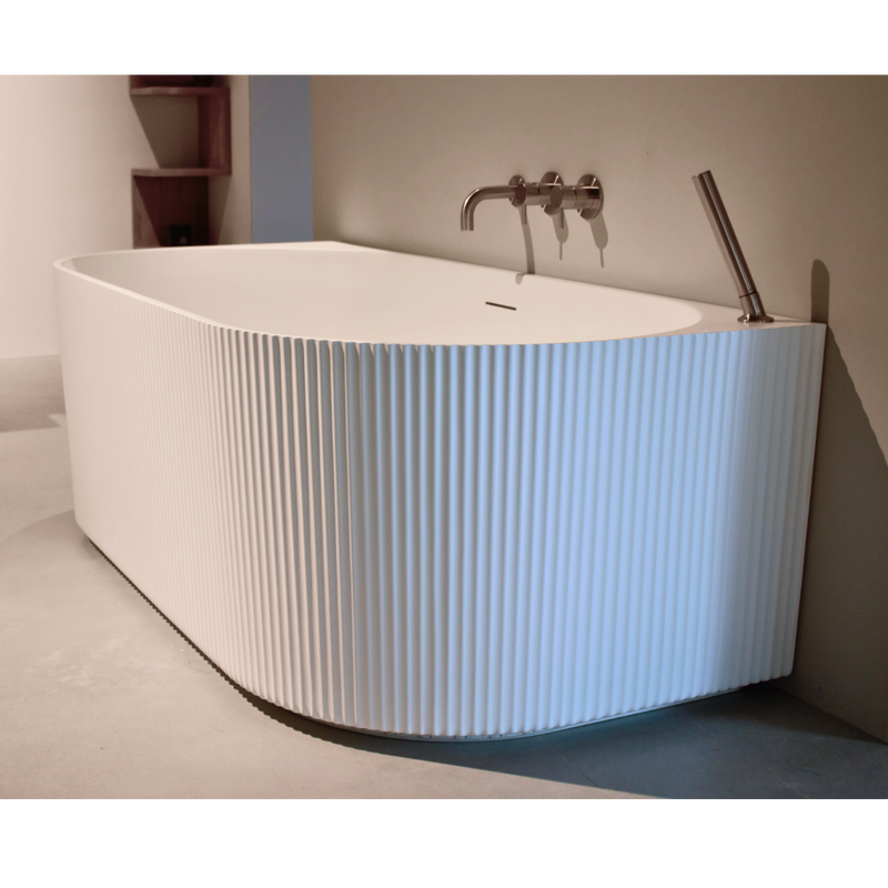 Mastello acryl half vrijstaand bad ribbed mat wit - 170 cm