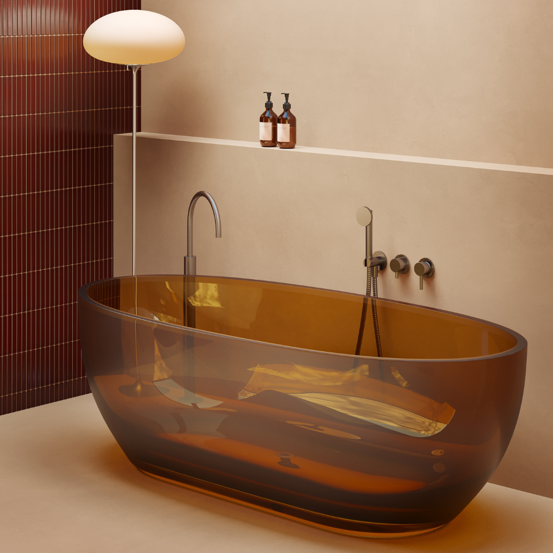 Mastello transparant vrijstaand bad Icon mat Amber Embrace - 170 cm