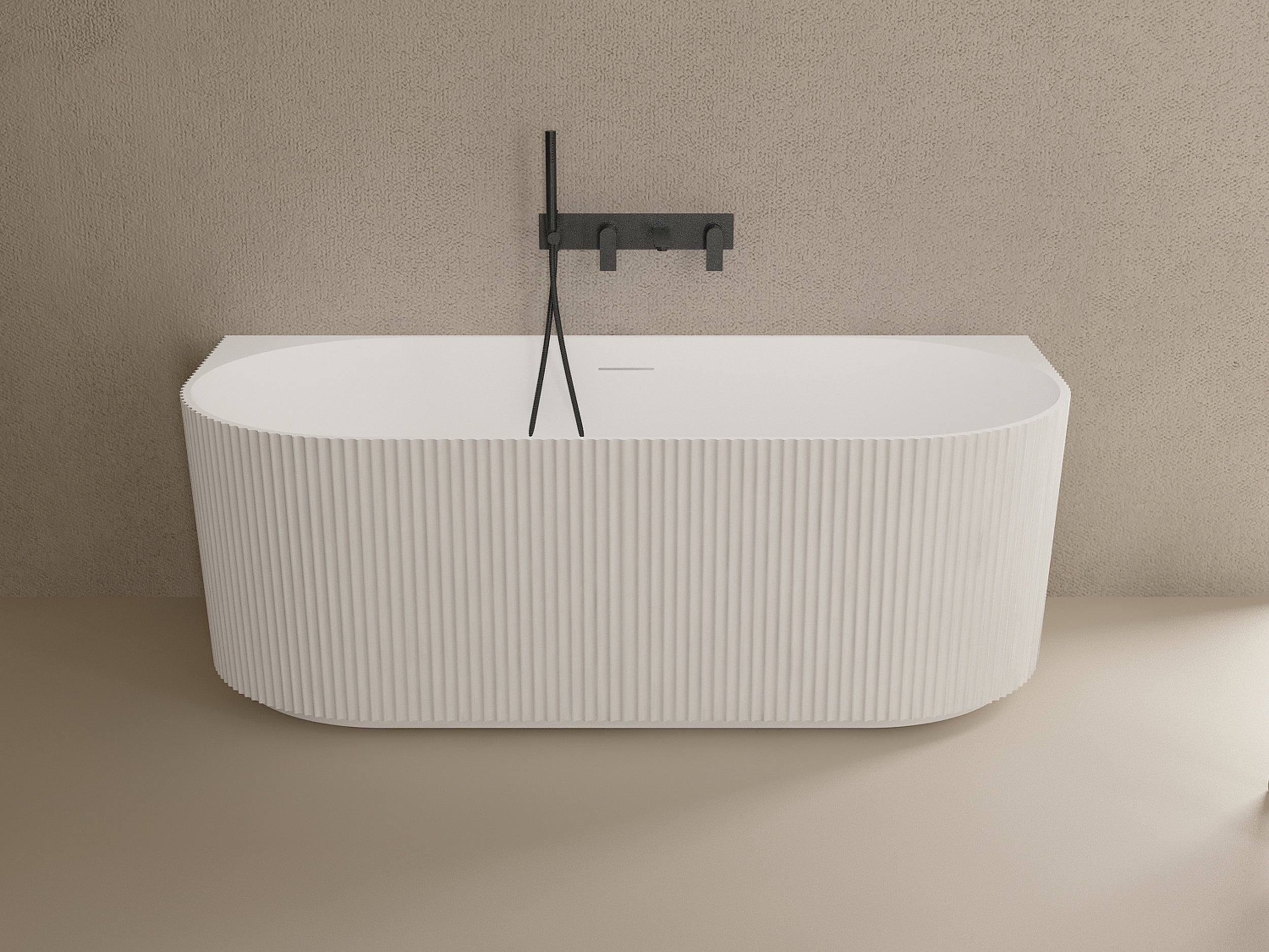 Mastello acryl half vrijstaand bad ribbed mat wit - 170 cm